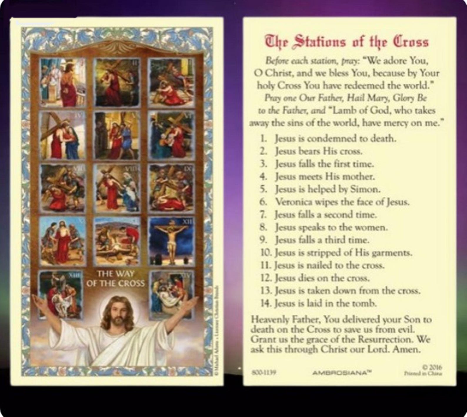 Stations of the Cross Prayer Card Laminated Christian Catholic Holy ...