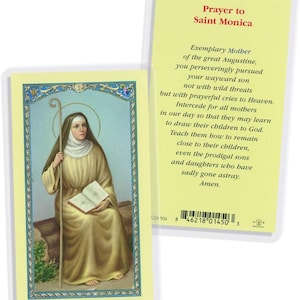 St Monica Catholic Holy Prayer Card Laminated Patron Saint of Mothers ...