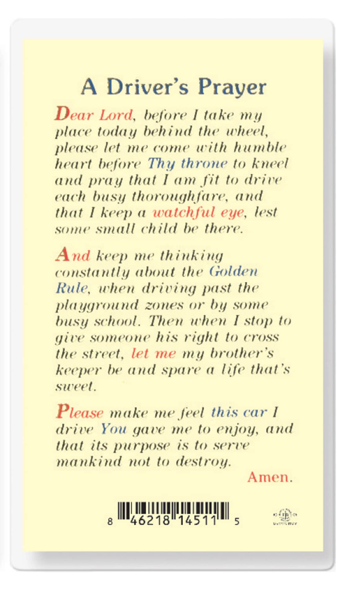A Driver's Prayer St Christopher Patron Saint of Travel Holy Prayer ...