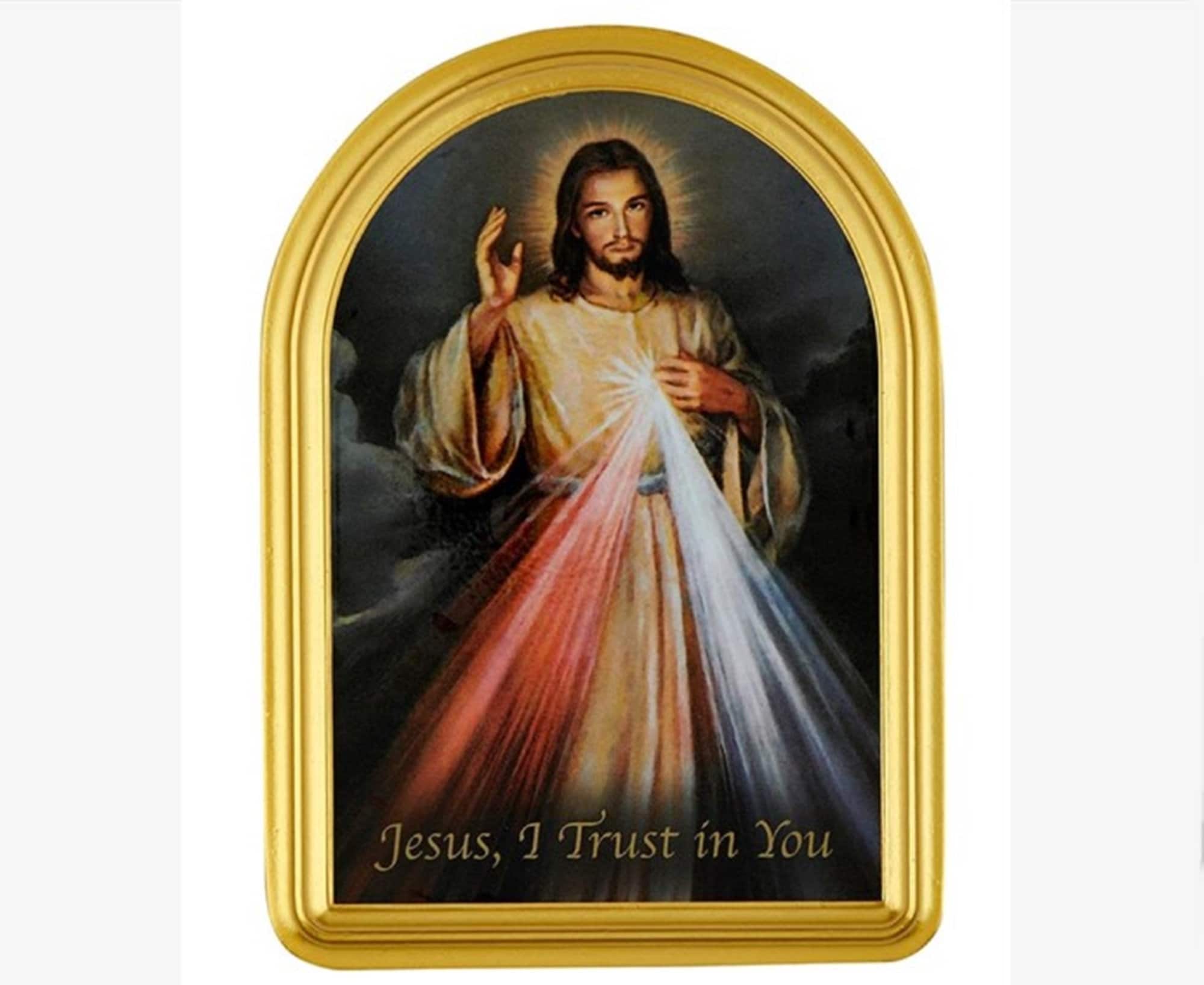 Divine Mercy Full Color Icon Wood Wall Plaque Catholic Faith Devotional ...