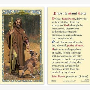 St Rocco St Roch Holy Card Laminated Catholic Prayer Card Patron of ...
