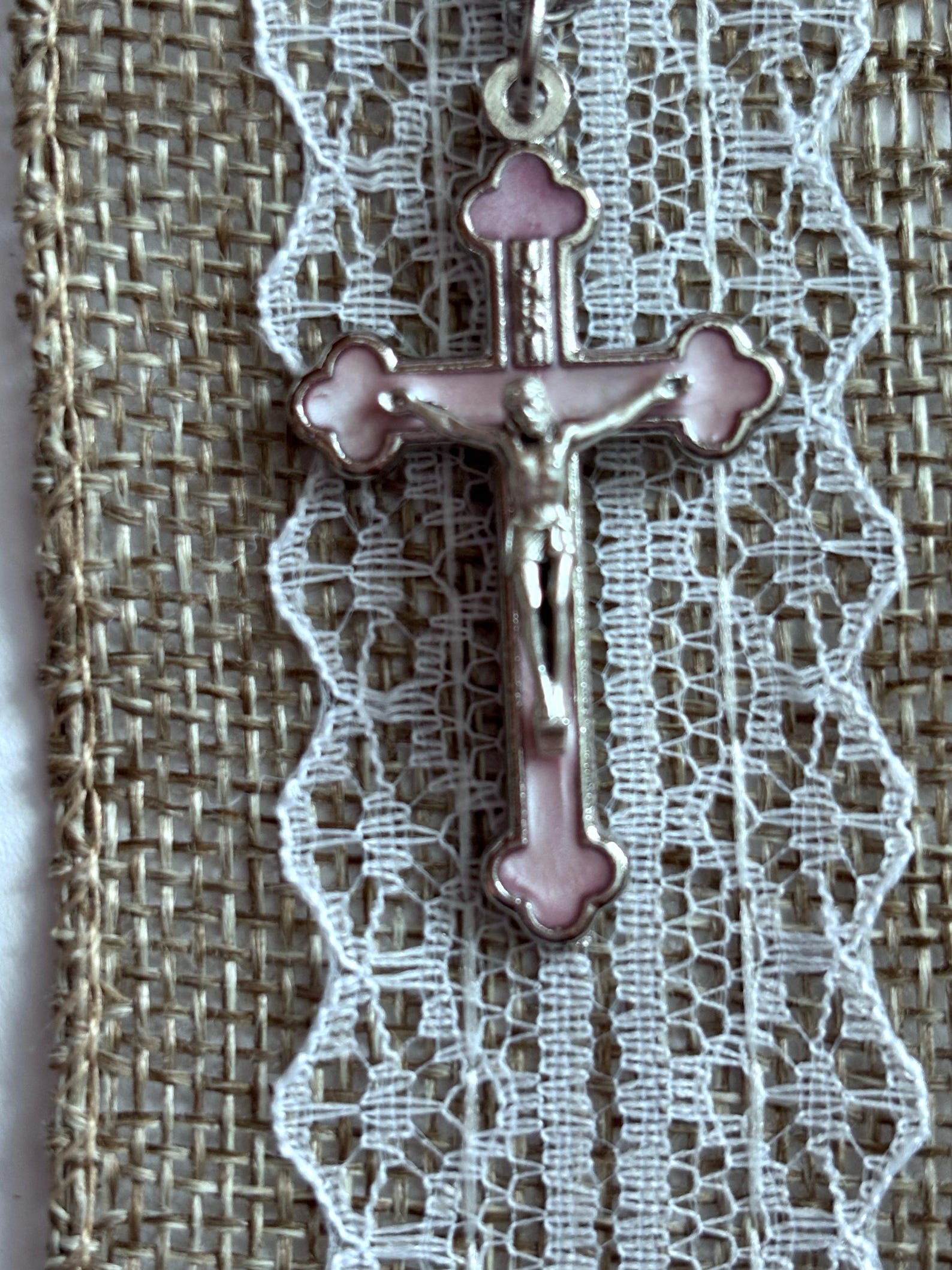 Women's Pink Crucifix Italian Pendant Necklace Stainless Steel 20 Inch ...