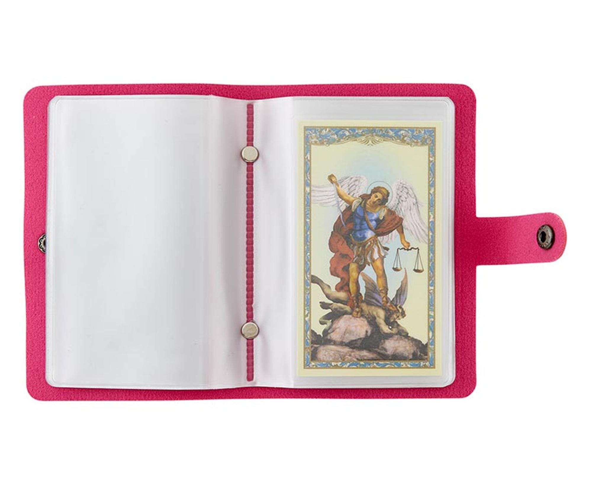 Pink Leatherette Prayer Card Holder 