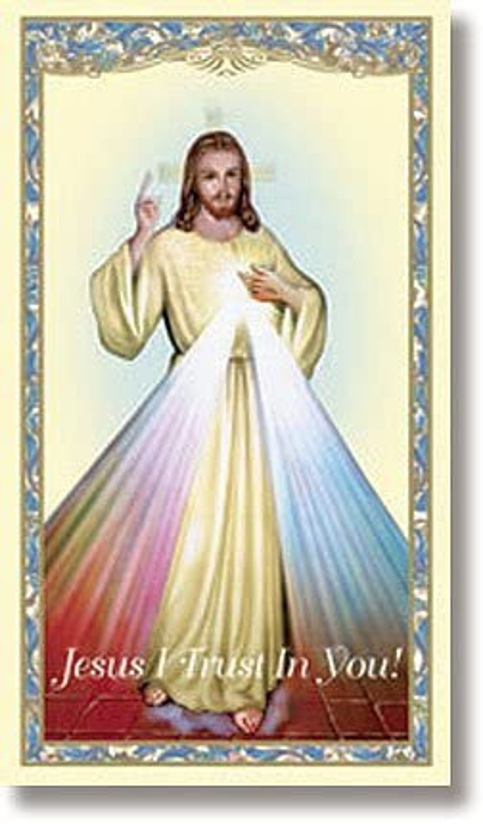 Divine Mercy Holy Card With Divine Mercy Chaplet Prayer Card Stock Set ...