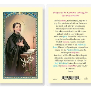 St Gemma Intercession Prayer Laminated Holy Prayer Card Catholic Faith ...