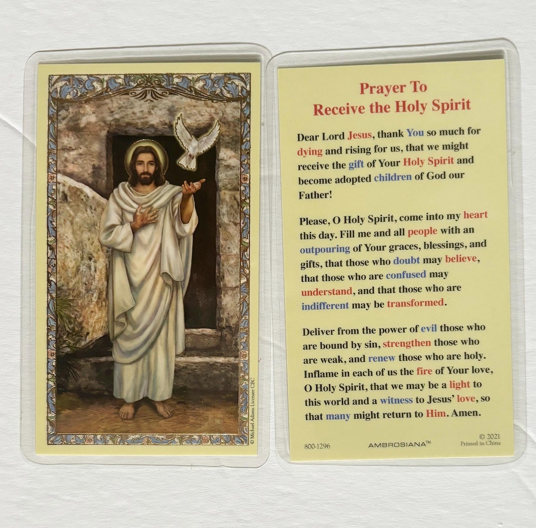 Prayer to Receive the Holy Spirit Prayer Card Laminated Christian ...