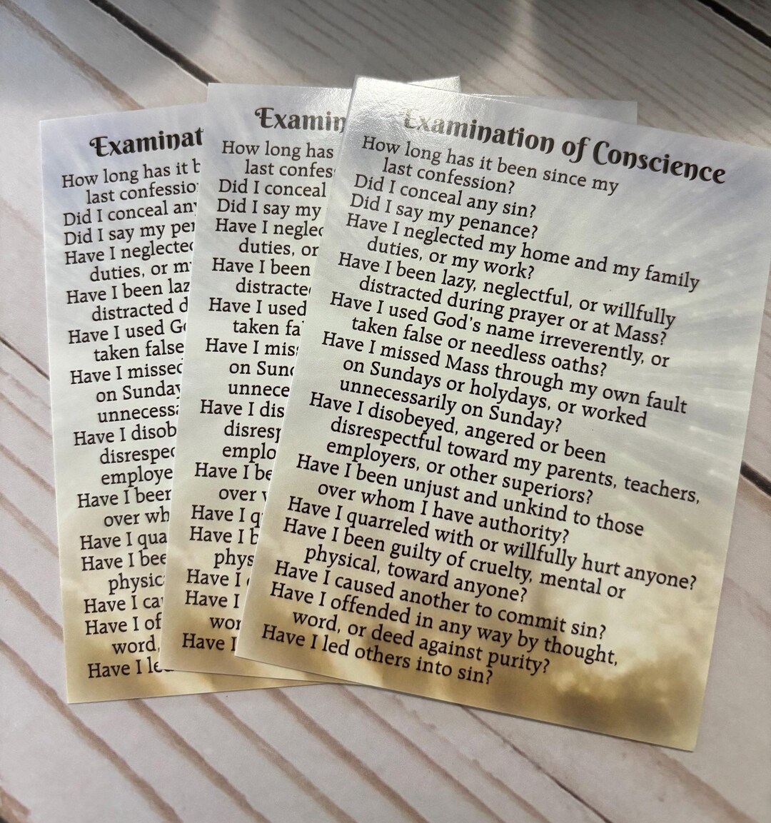 Examination of Conscience Holy Card Catholic Faith Sacrament of Penance ...