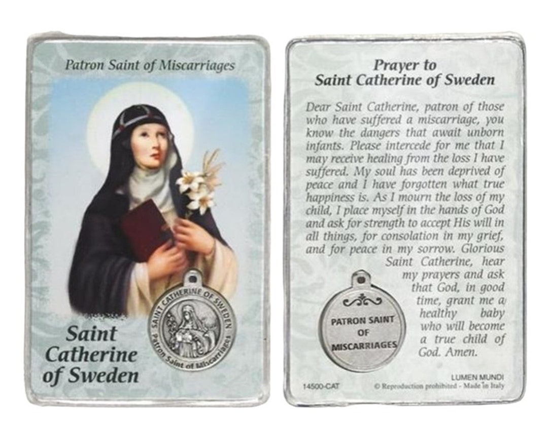 St Catherine of Sweden Prayer Card With Medal Patron Saint of ...