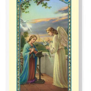 The Angelus Prayer Annunciation Holy Card Laminated Catholic Faith the Incarnation Jesus Christ ...