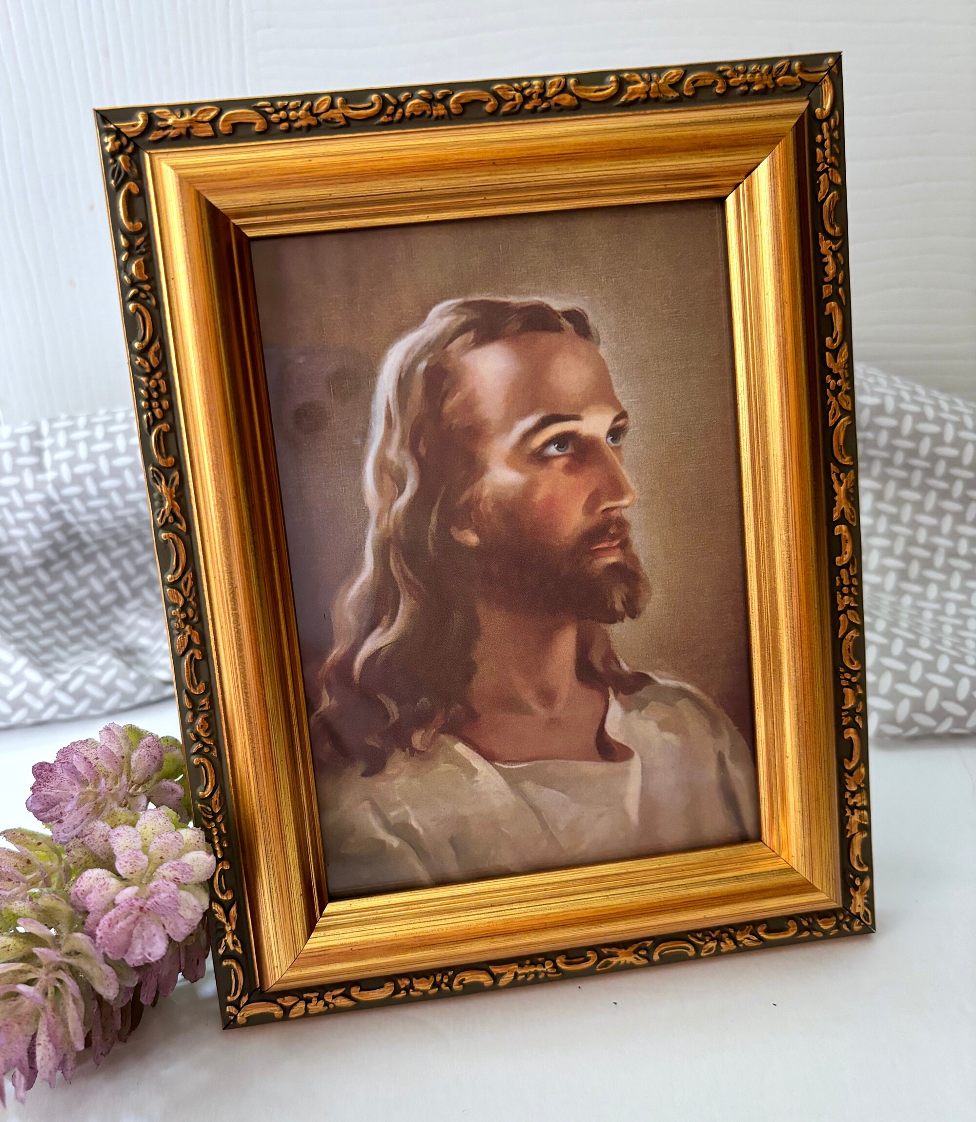 Sallman - Head of Christ Italian Print Gold-leaf Antique Framed ...