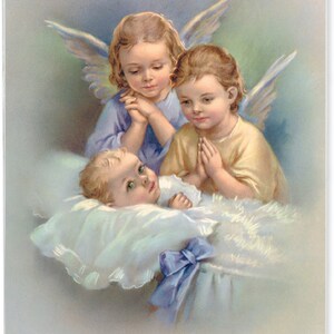 Guardian Angels Watching Over Baby 8 X 10 Ready to Frame Print Nursery ...