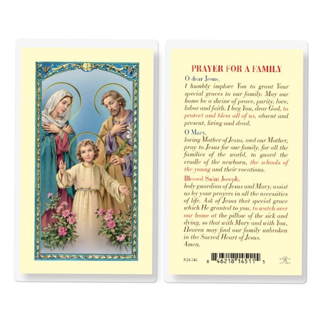Prayer for A Family Laminated Holy Prayer Card Catholic Faith Jesus ...