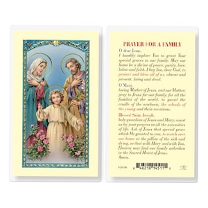 Prayer for A Family Laminated Holy Prayer Card Catholic Faith Jesus ...