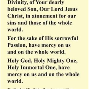 Divine Mercy Holy Card With Divine Mercy Chaplet Prayer Card Stock Set ...