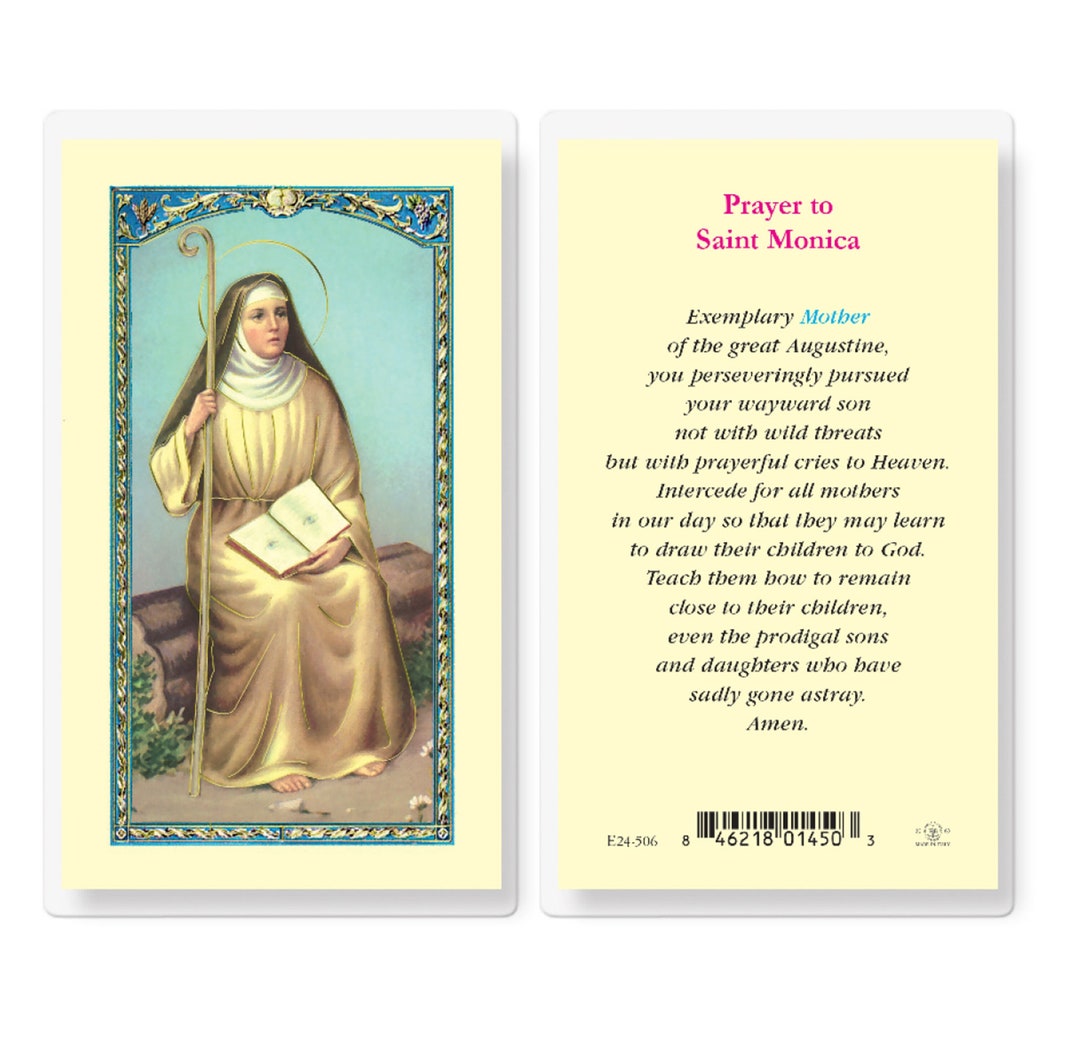 St Monica Catholic Holy Prayer Card Laminated Patron Saint of Mothers ...