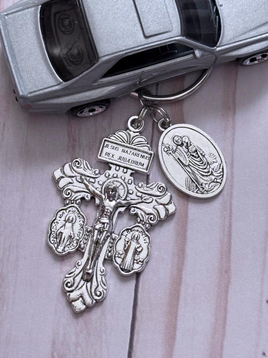 St Joseph Terror of Demons Key Chain Pray for Us Saint Joseph Key Ring ...