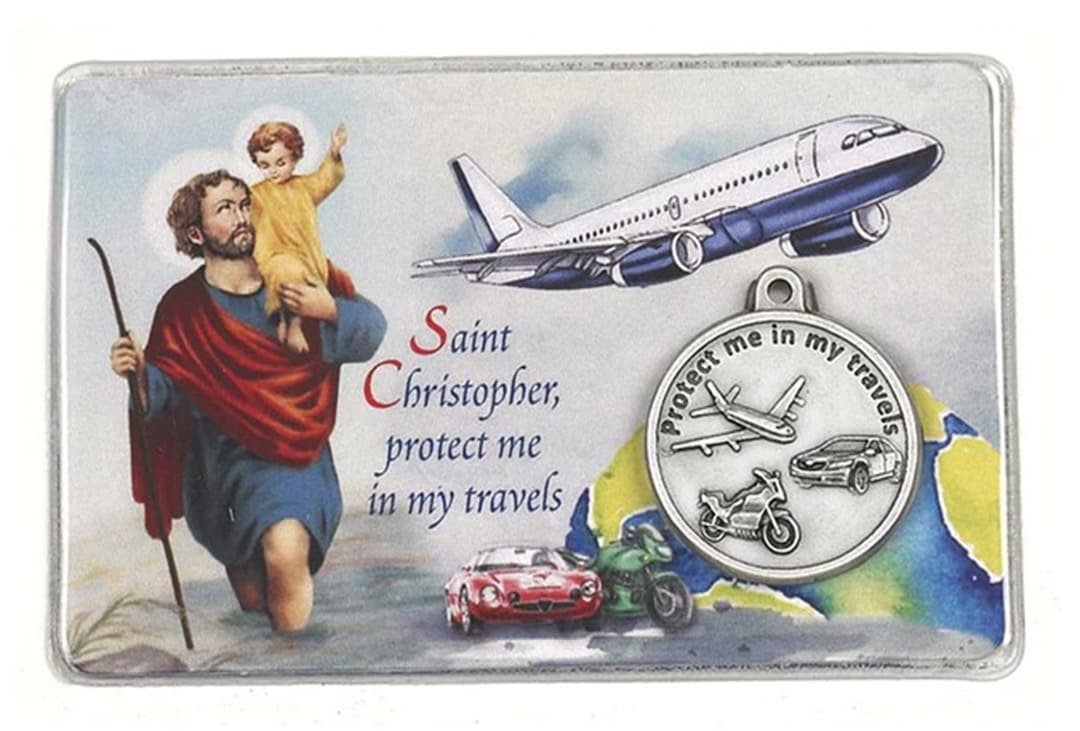 St Christopher Travelers Prayer Card Motorist Prayer Double Sided Medal ...