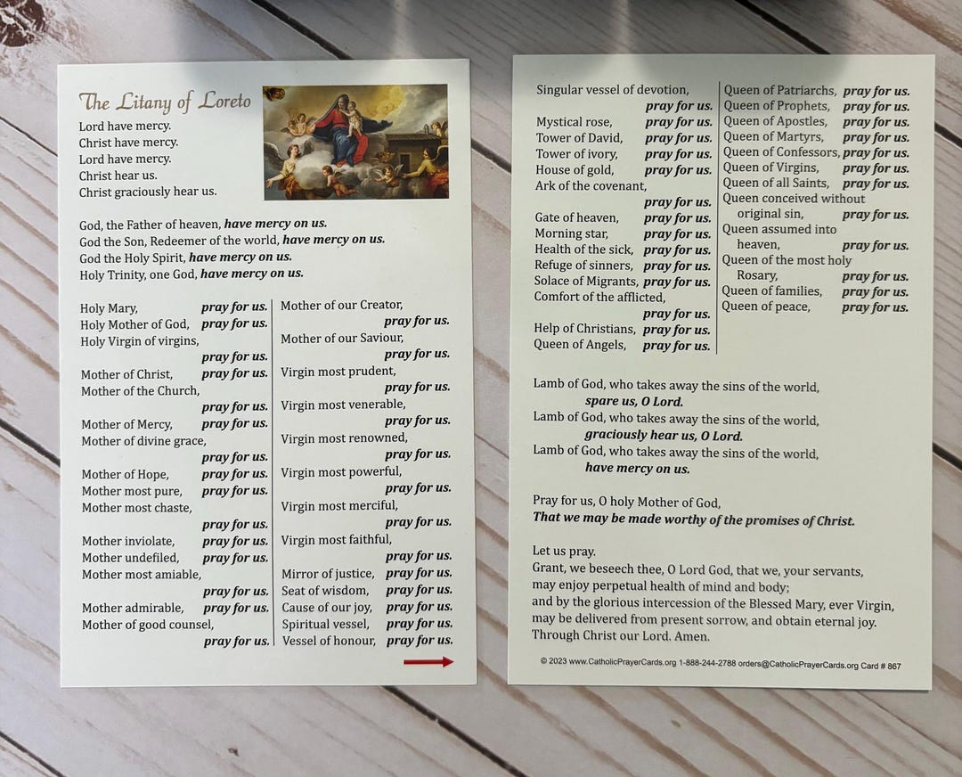 The Litany of Loreto Prayer Card 4x6 Inch Double Sided Set of 2 - Etsy