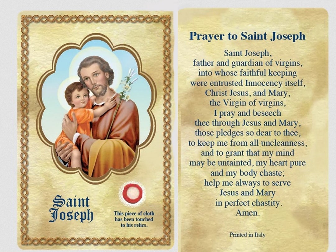 St Joseph Relic Card Laminated Holy Prayer Card W Third Class Relic - Etsy