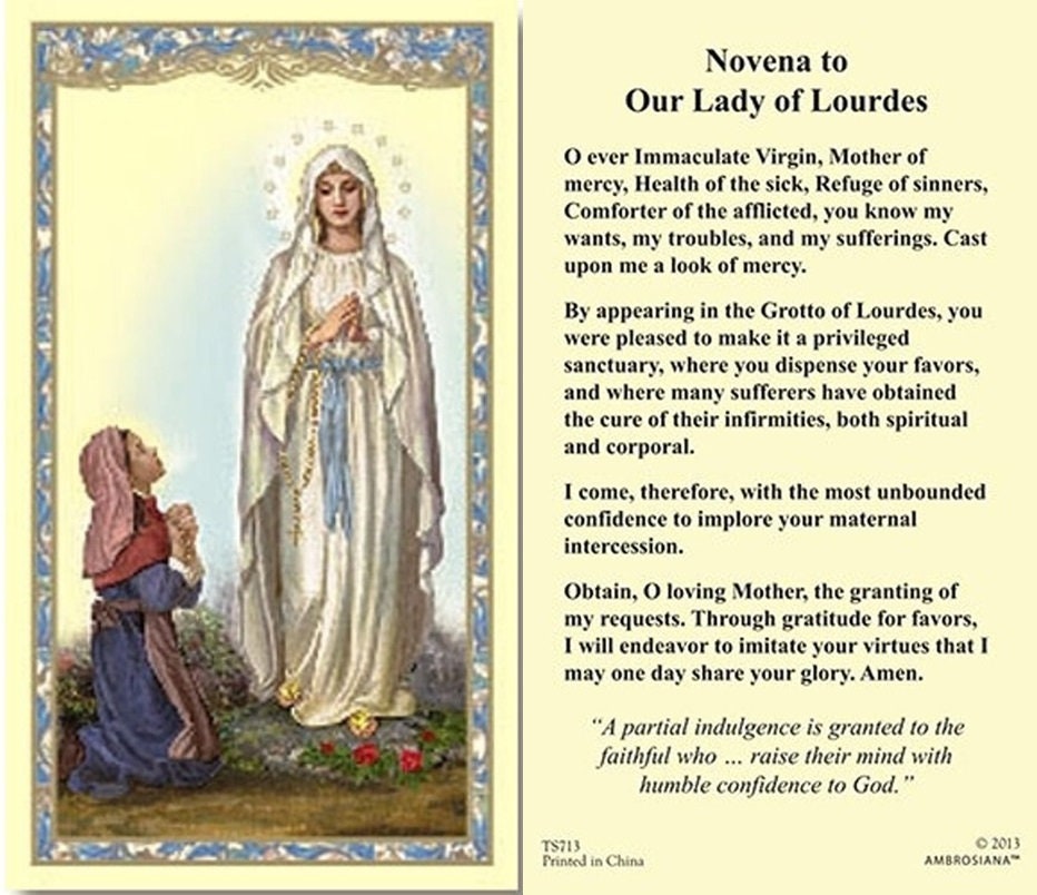 Our Lady of Lourdes Holy Card Catholic Novena Prayer Immaculate Virgin Set of 5 - Etsy