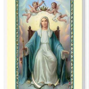 Our Lady Queen of the Angels August Queen of Heaven Holy Prayer Card ...