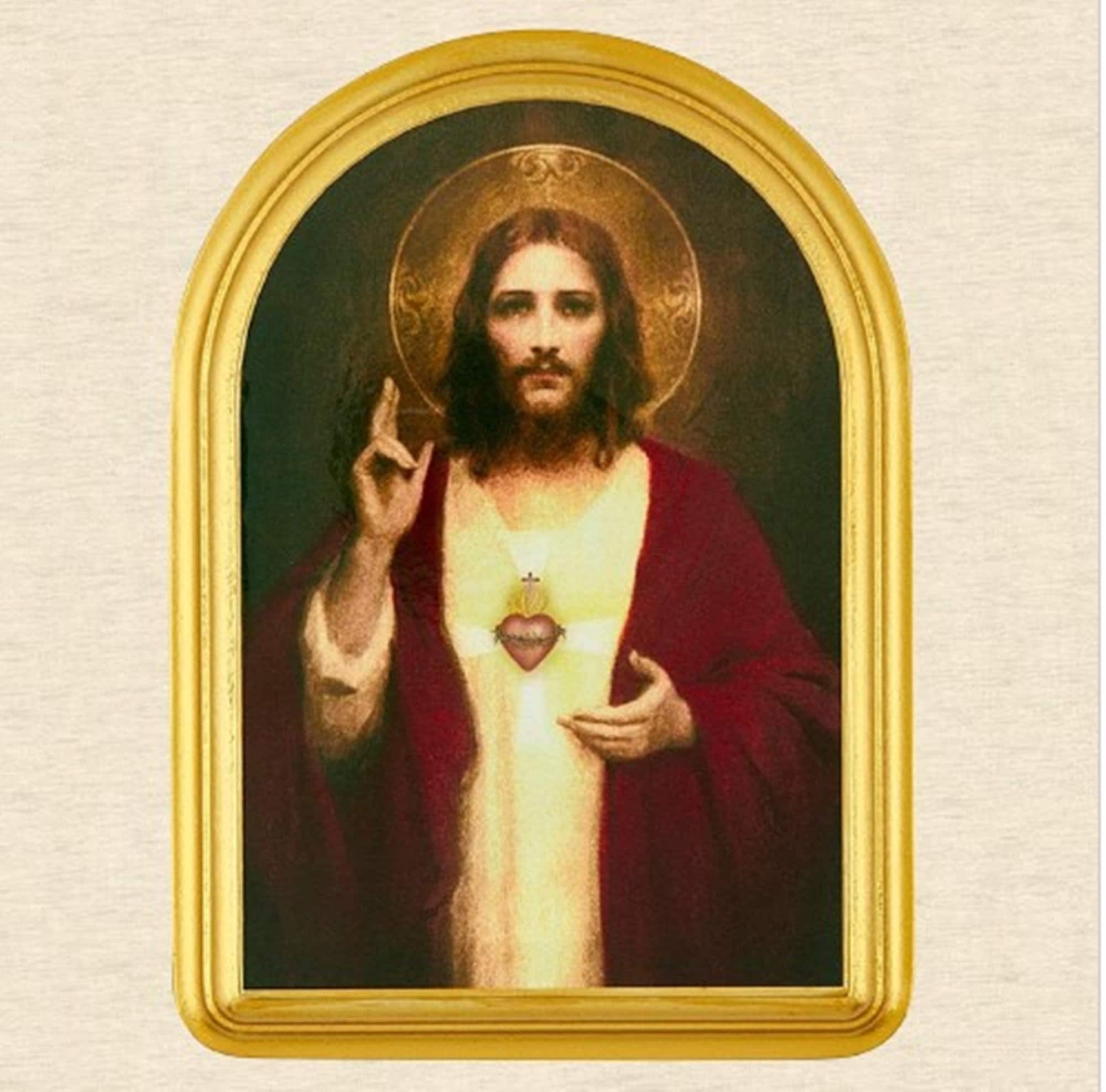 Chambers Sacred Heart of Jesus Icon Wood Wall Plaque Catholic Faith ...