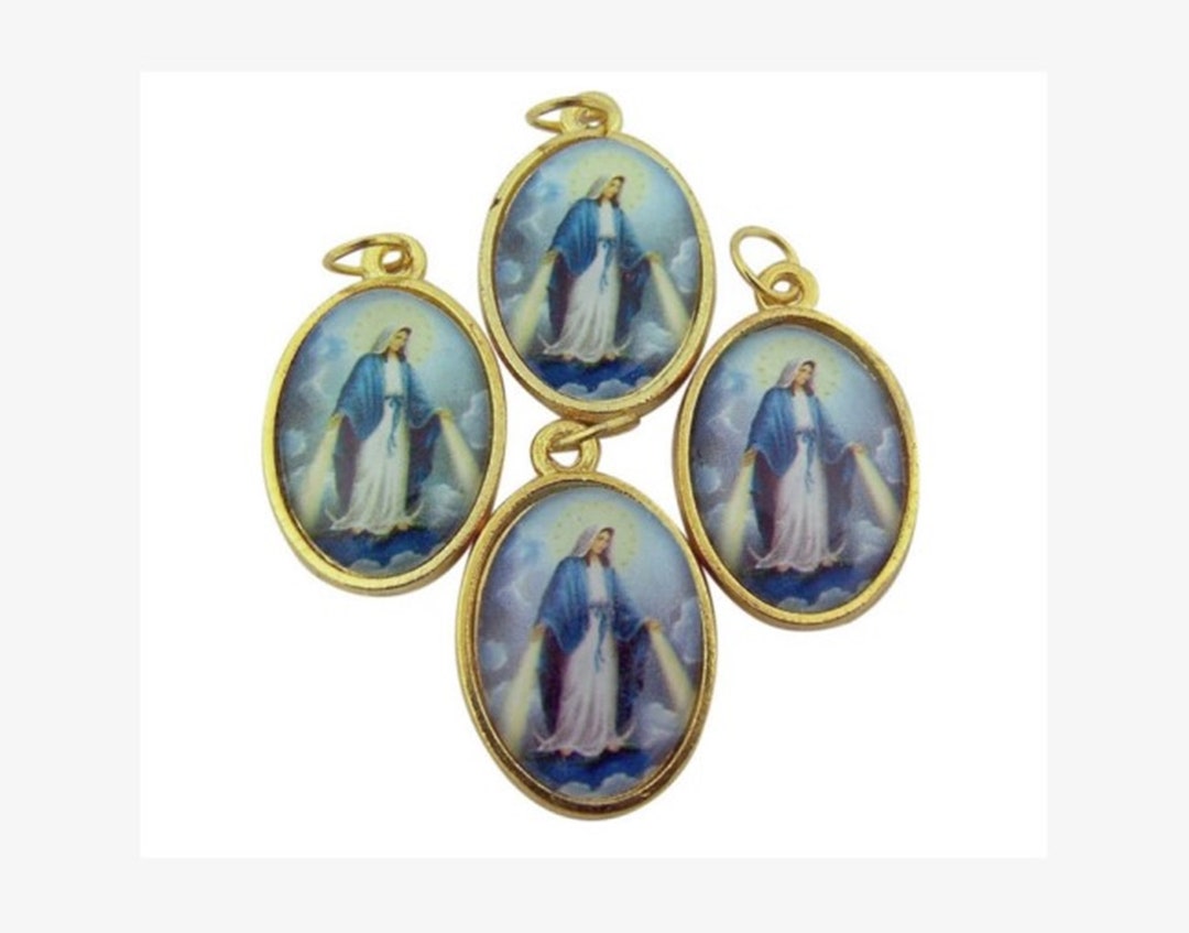 Our Lady of Grace Medal Full Color Epoxy Set of 4 Charms for DIY ...