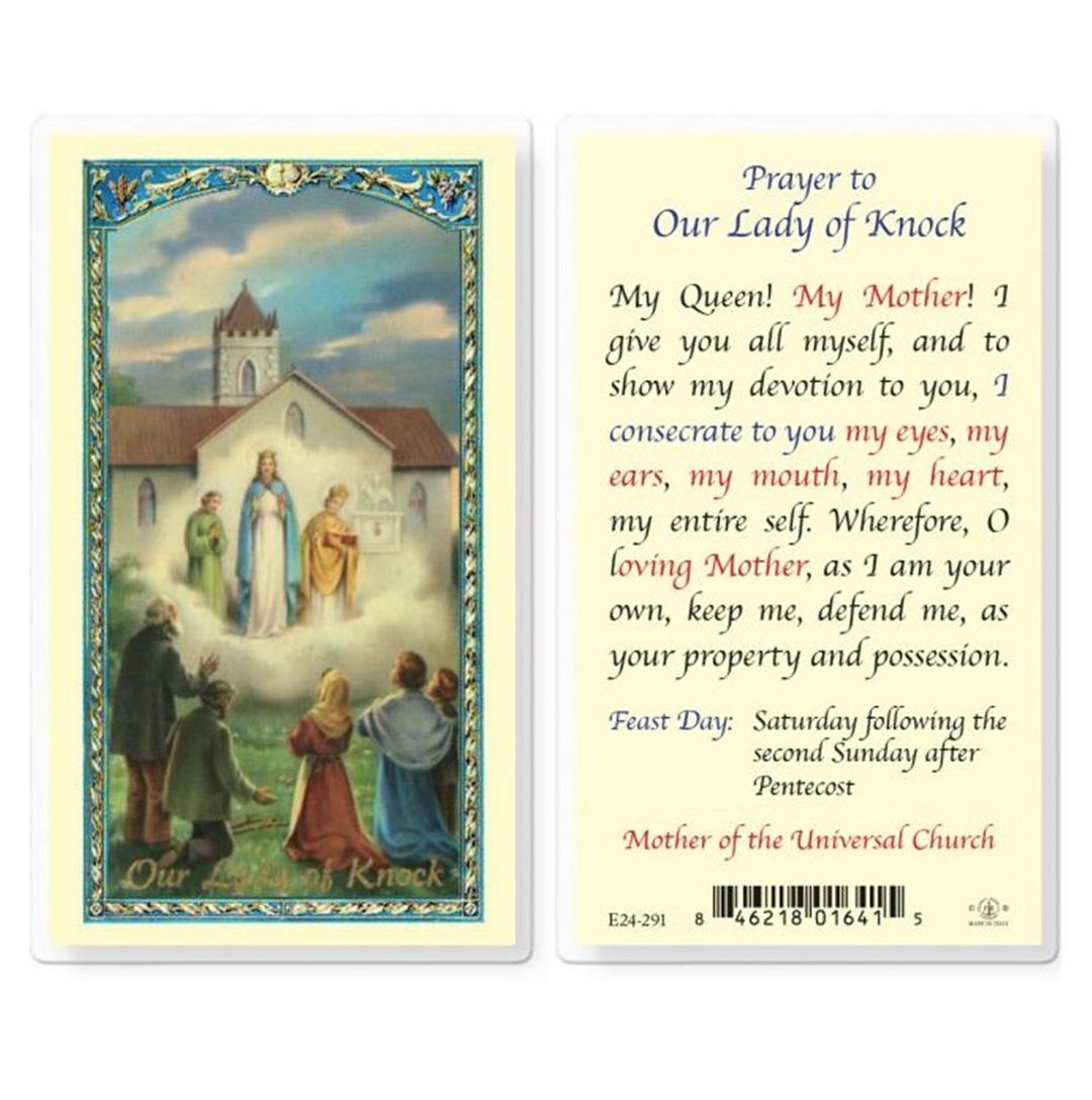 Our Lady of Knock Prayer Holy Card Laminated Italian Art Queen of ...