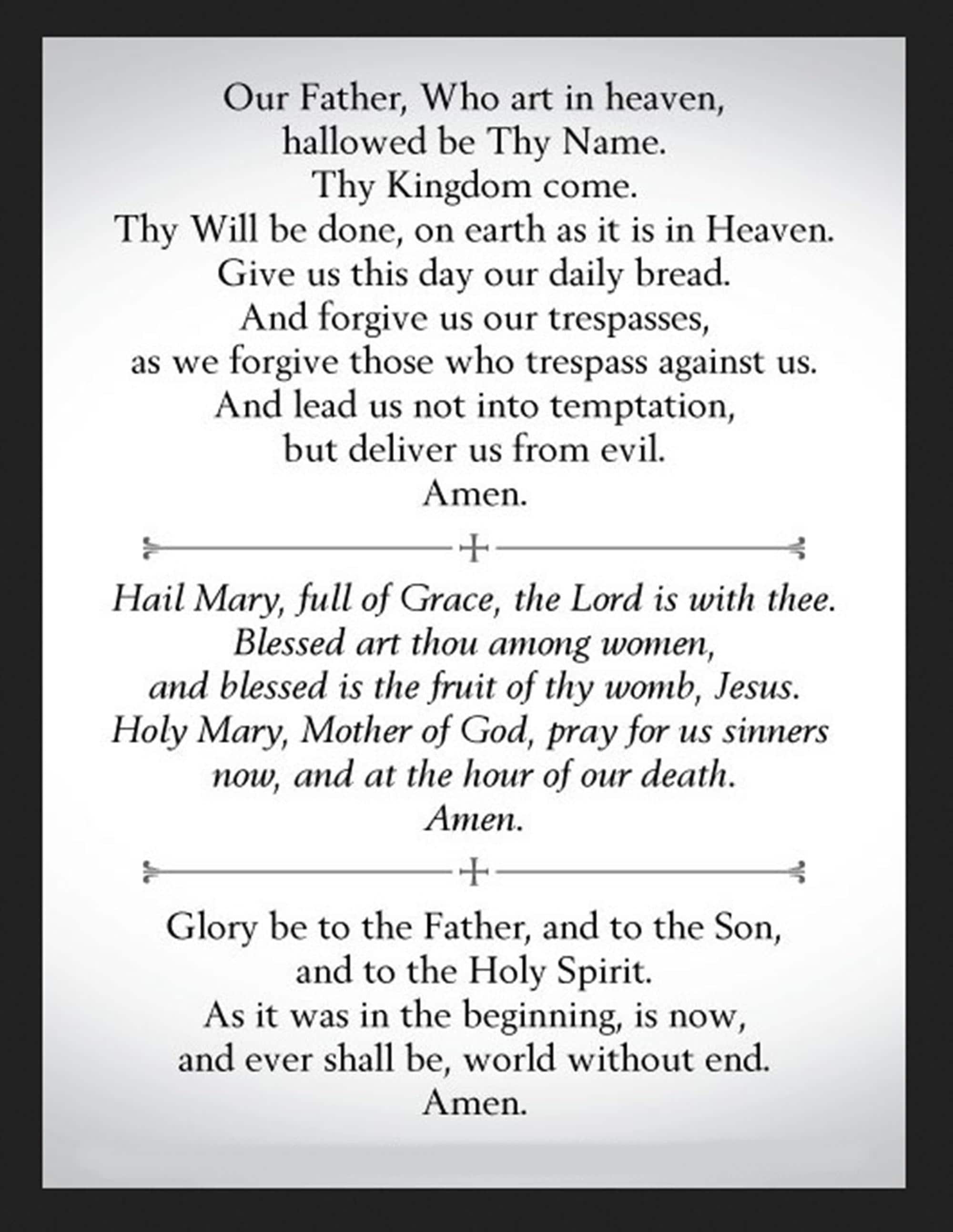 Our Father Hail Mary Prayer Printable Catholic Prayer Print Set Of 12