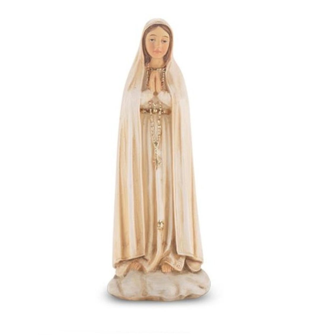 Our Lady of Fatima Statue Hand Painted Cold Cast Resin Gold Leaf ...