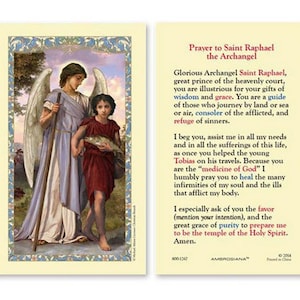 St Raphael Holy Card Laminated Catholic Prayer Card Patron of Travelers ...
