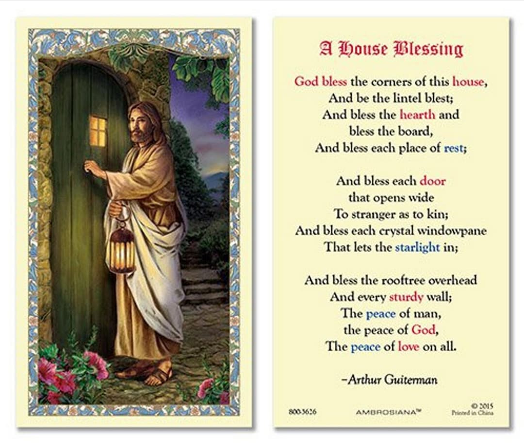 House Blessing Catholic Holy Card Laminated Jesus Knocking - Etsy