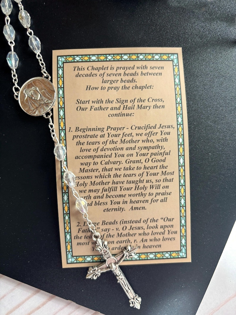 Our Lady of Tears Chaplet W How to Prayer Card Catholic Tears of Our ...
