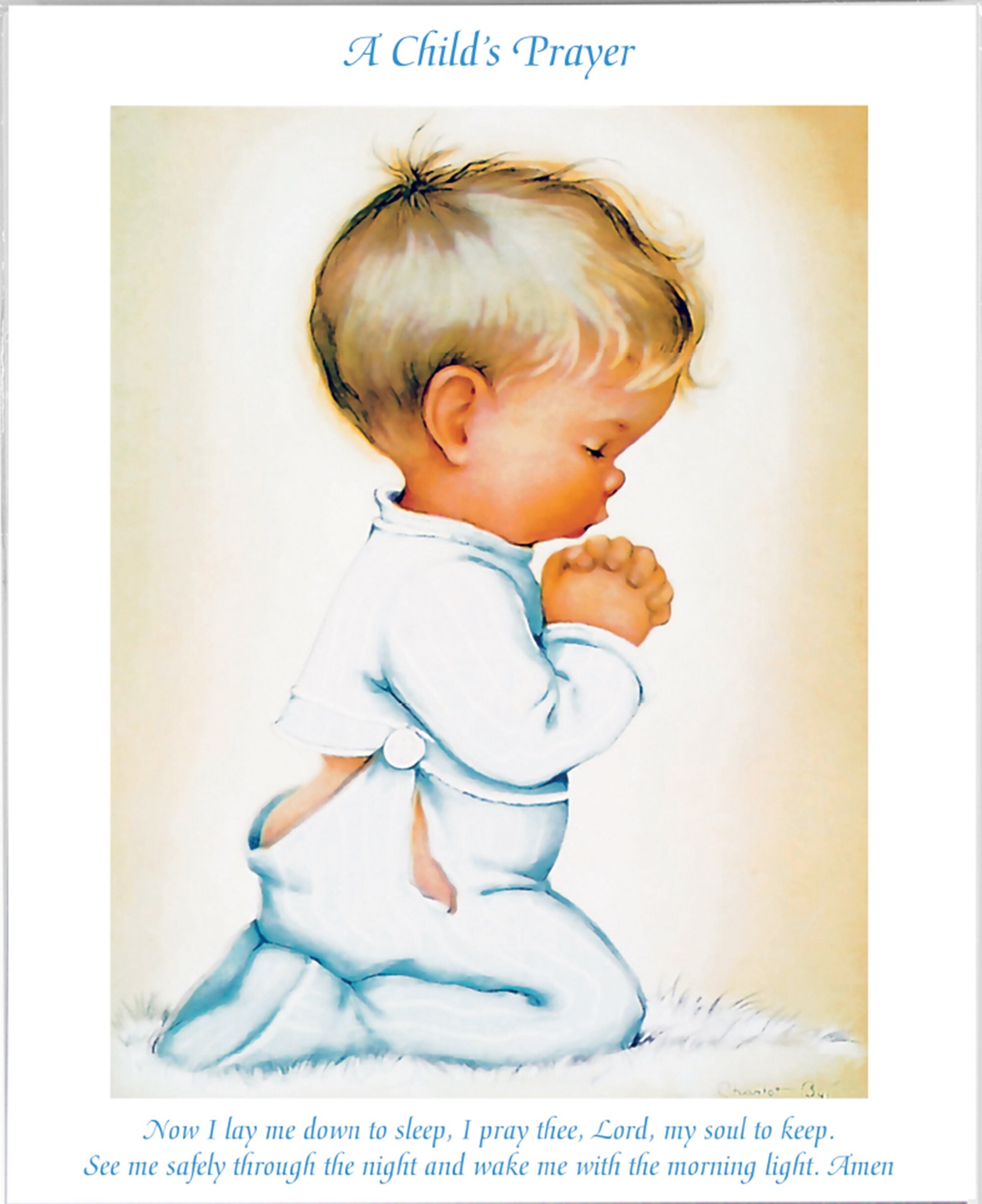 Angel Boy Praying Now I Lay Me Down to Sleep 8 X 10 Ready to Frame ...