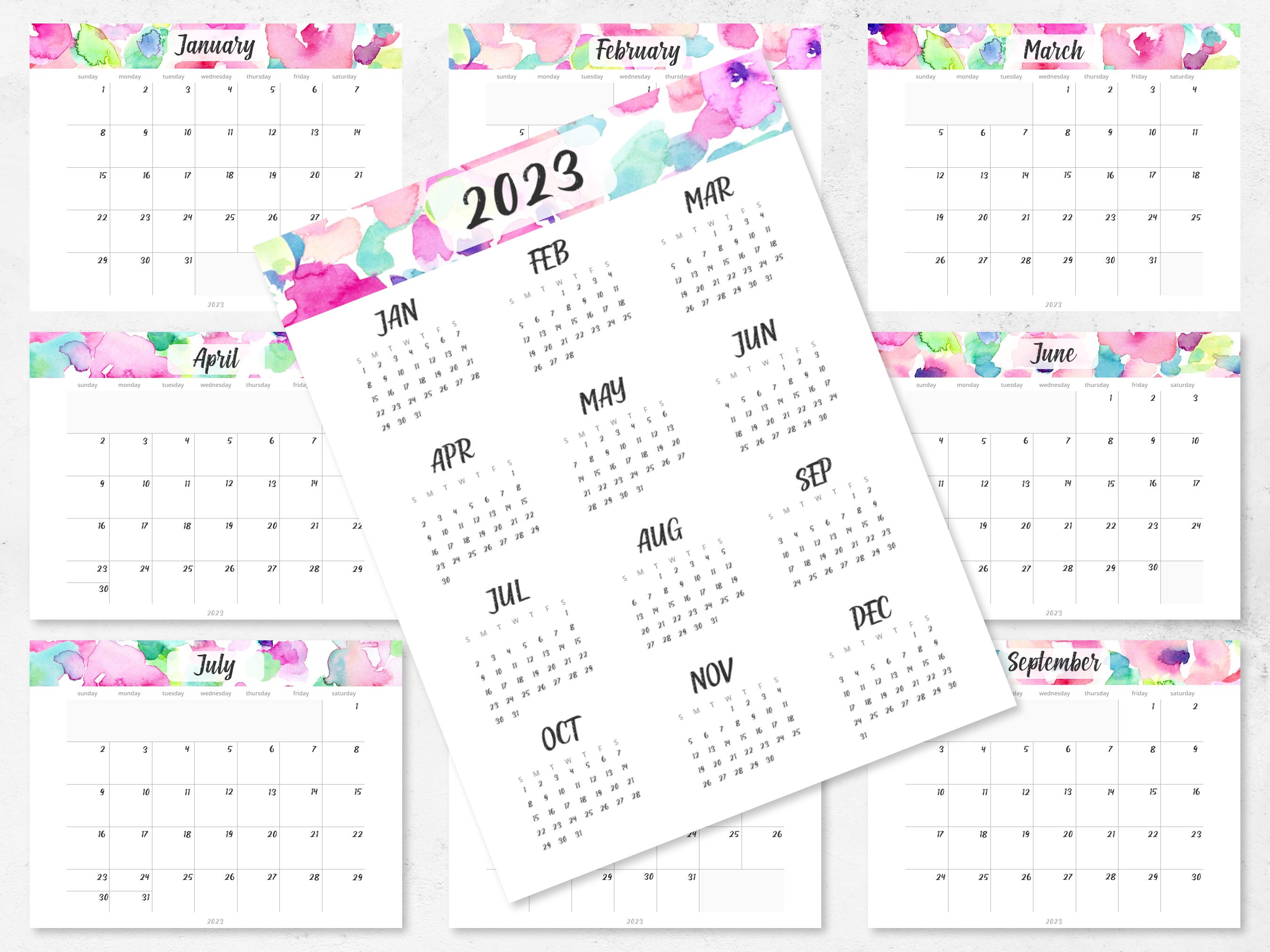 2023 Monthly Calendars 8.5x11 Letter and A4 Sizing Jan - Etsy