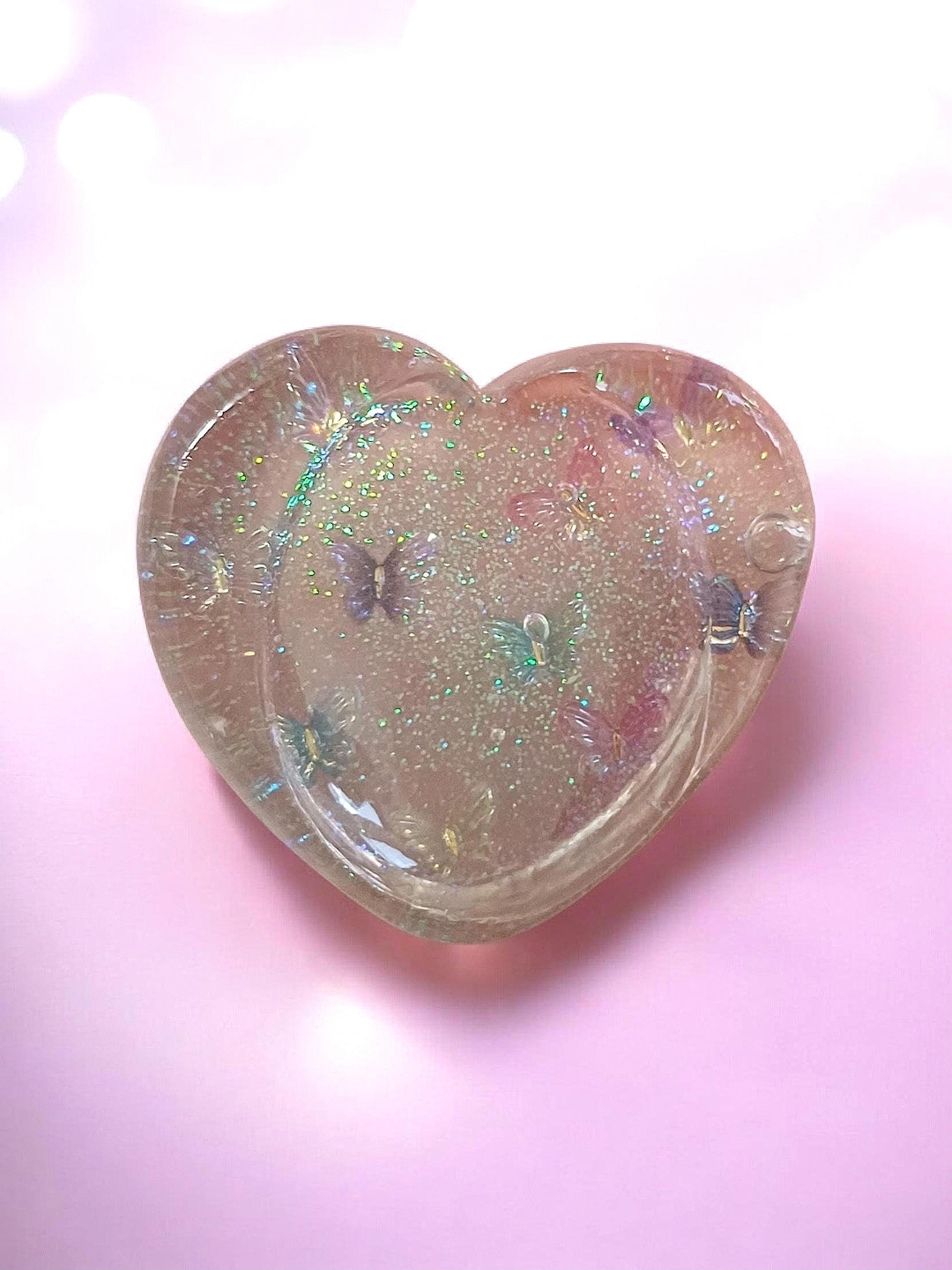 Worry Stone Heart Butterflies in Resin – Anti-stress Calming Stone ...