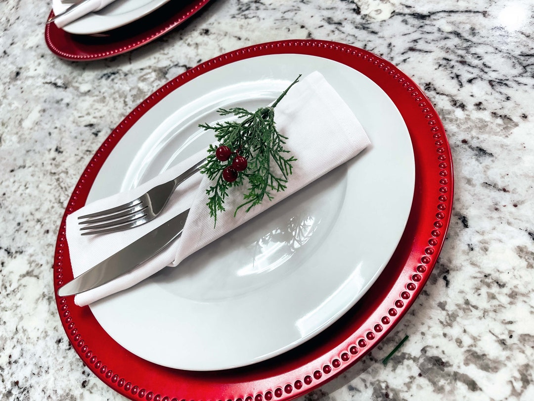 4 Pack Red Charger Plate Set Christmas Holiday Table Decor - Etsy