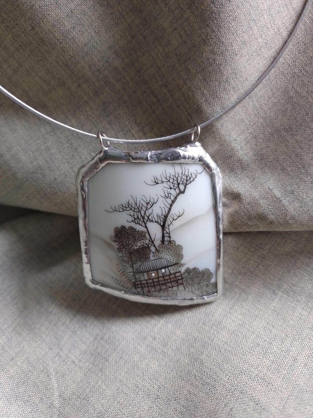 Asian Style Pendant/ Boho Style /japanese Porcelain/handmade Artisan ...