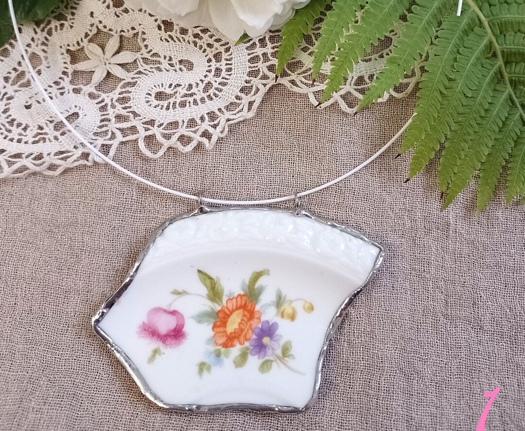 1 of 4 Porcelain Pendant Meissen Bouquet Rosenthal/statement Jewelry ...
