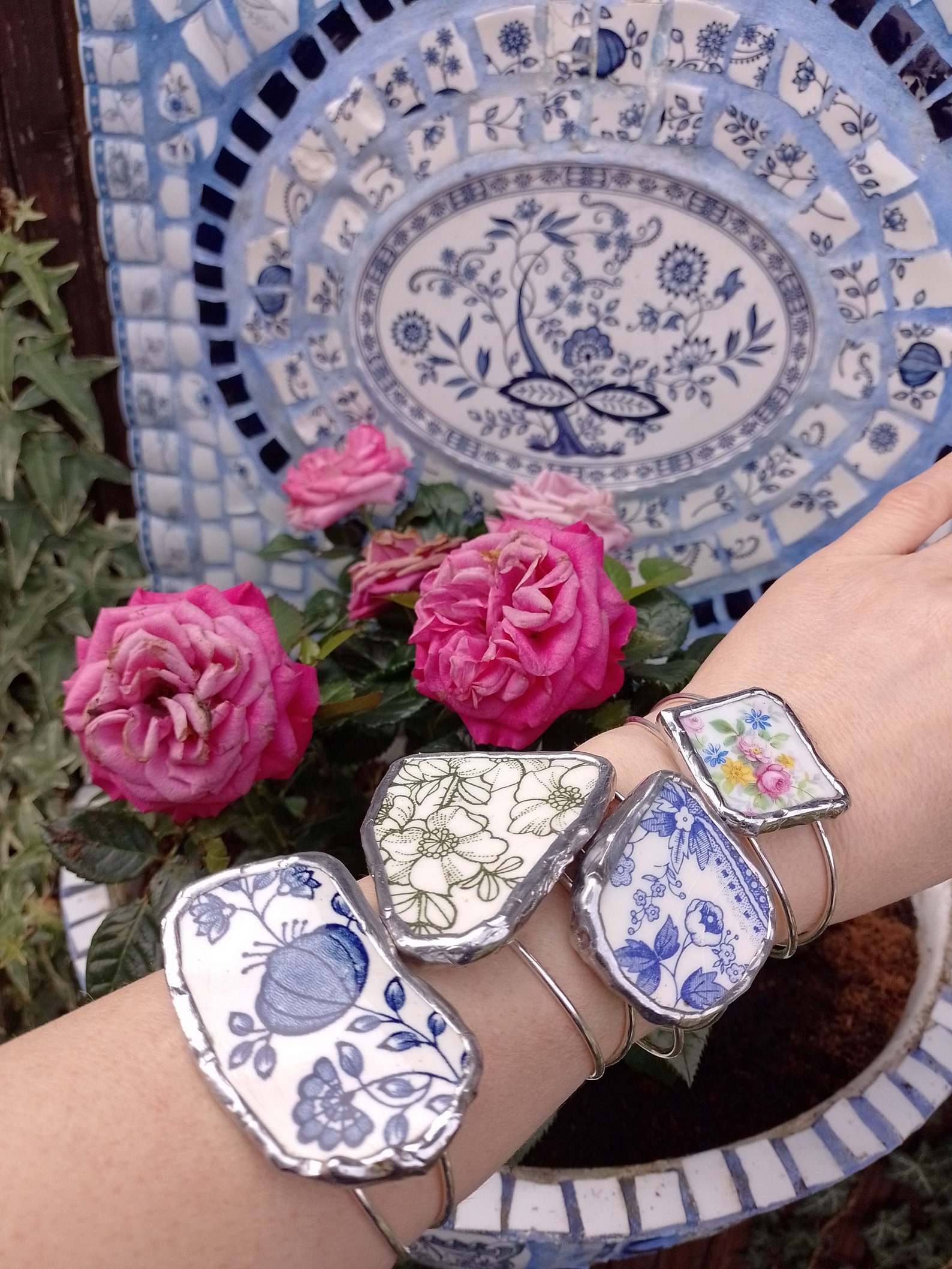 Bohemian Style Jewellery/porcelain Bracelet Floral Retro /broken ...