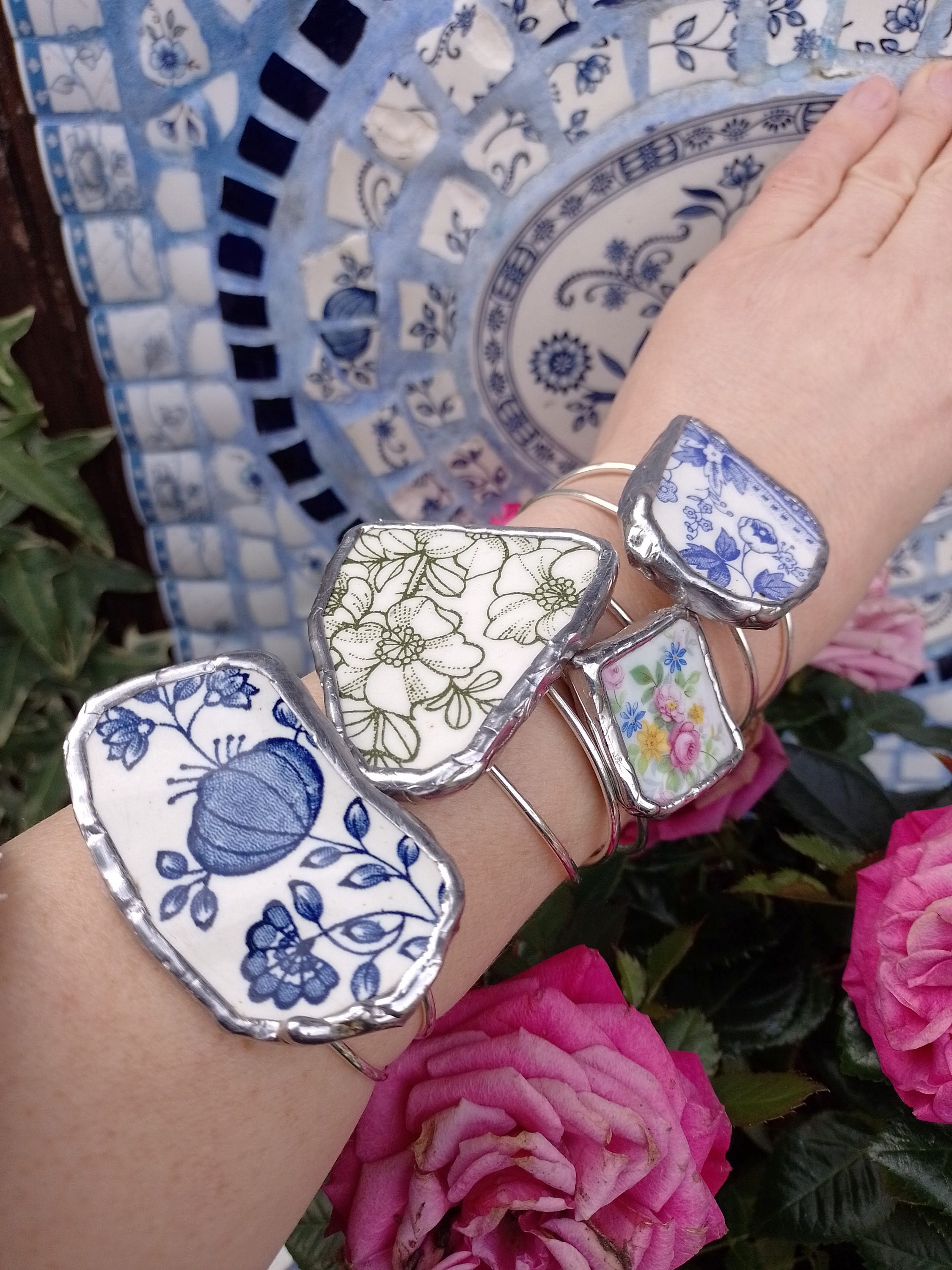 Bohemian Style Jewellery/porcelain Bracelet Floral Retro /broken ...