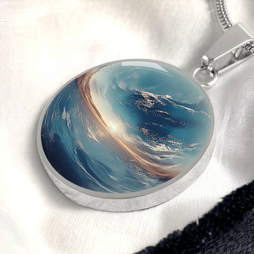 Custom Earth Day Necklace, Personalized Earth Water Pendant, Nature ...