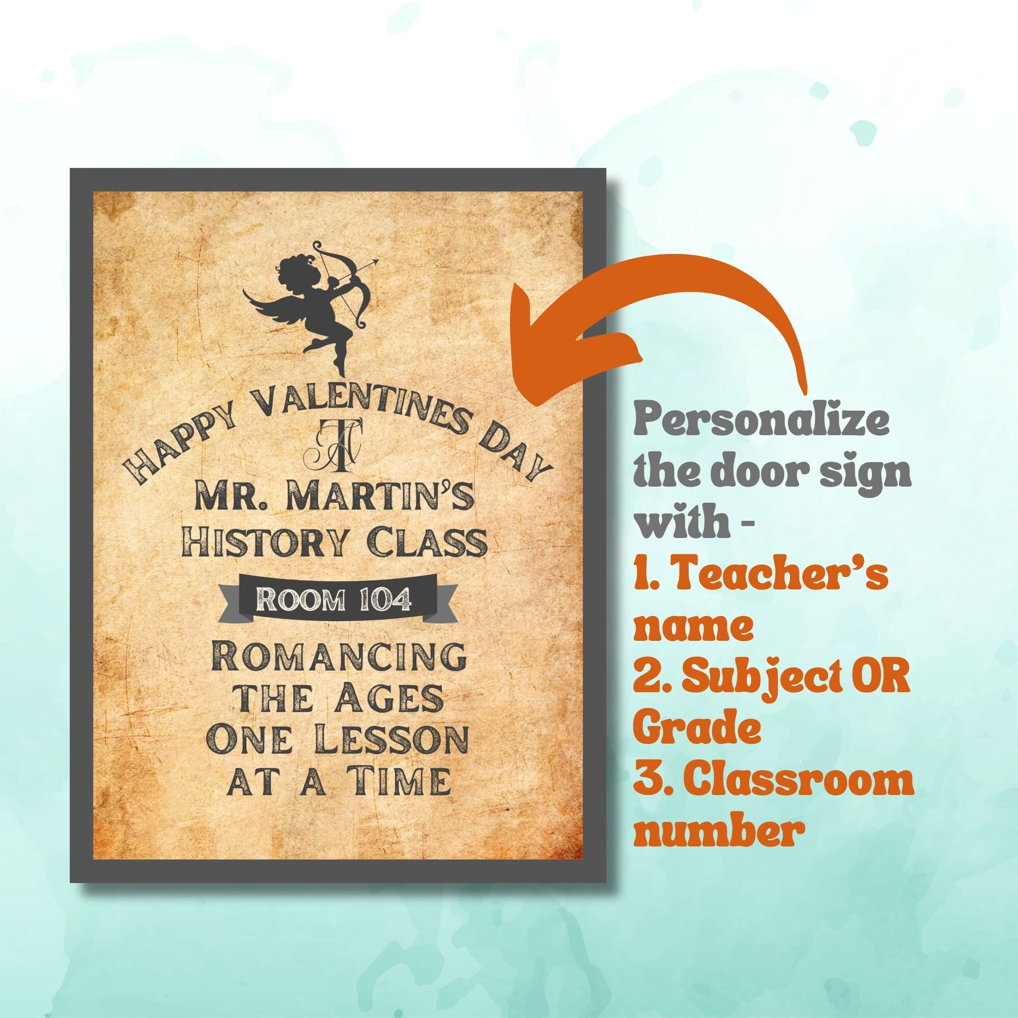 Personalized History Classroom Door Sign, Valentines Day Posters ...