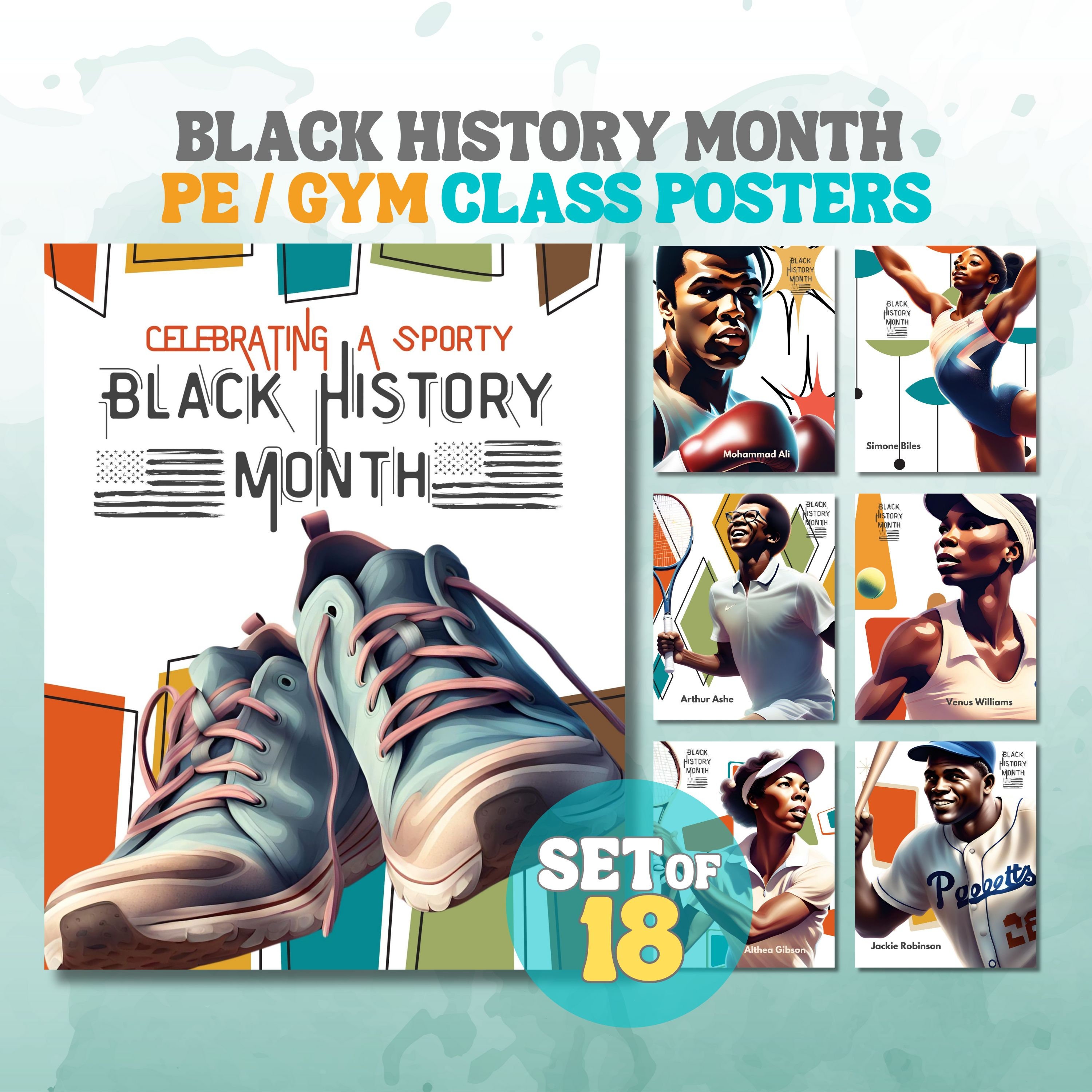 Black History Month PNG PE Gym Sports Decor, BLM Posters Bundle, Sports ...