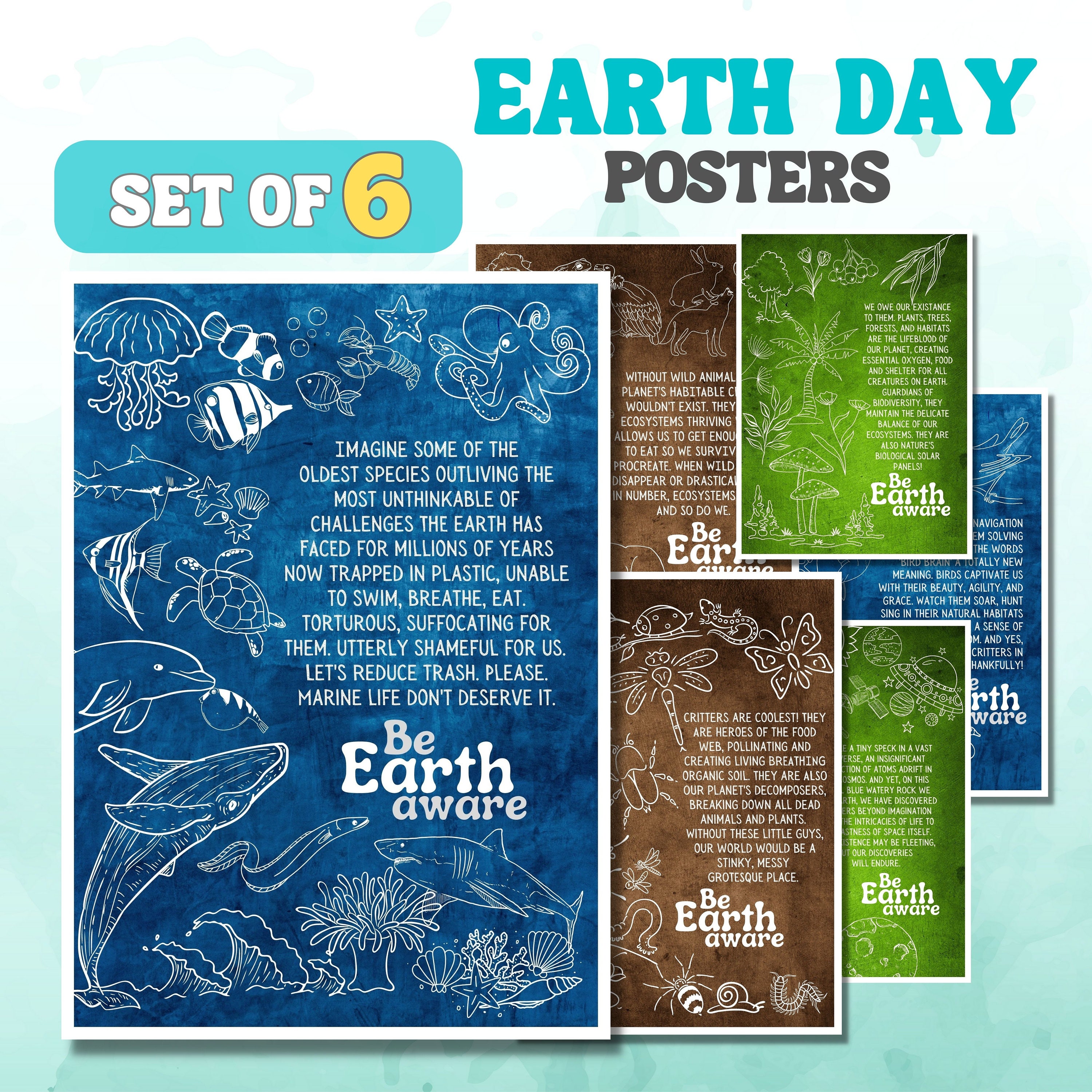 Earth Day Posters Bundle, Geography Science Teacher Gifts, Earth Day ...