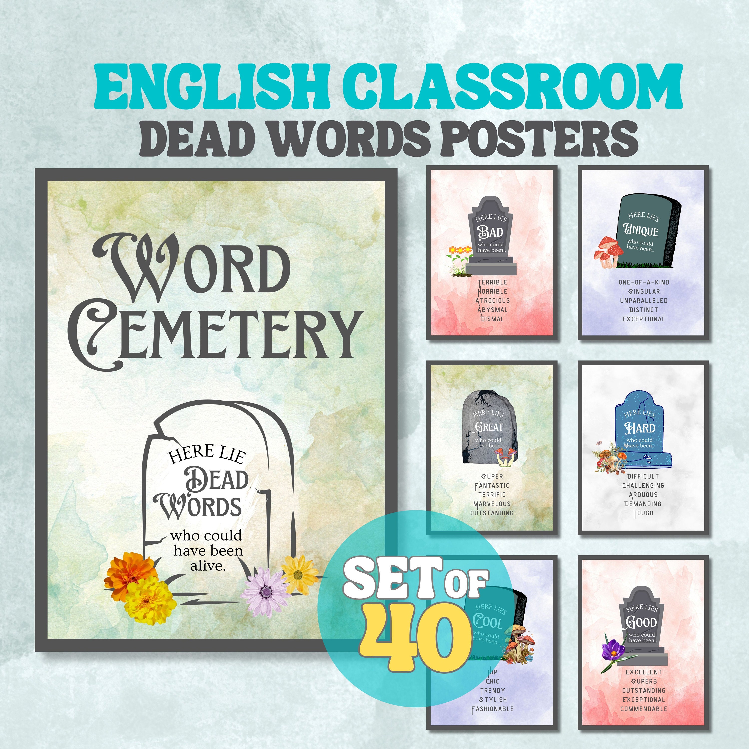 Dead Words Posters English Classroom Decor Bundle Word - Etsy