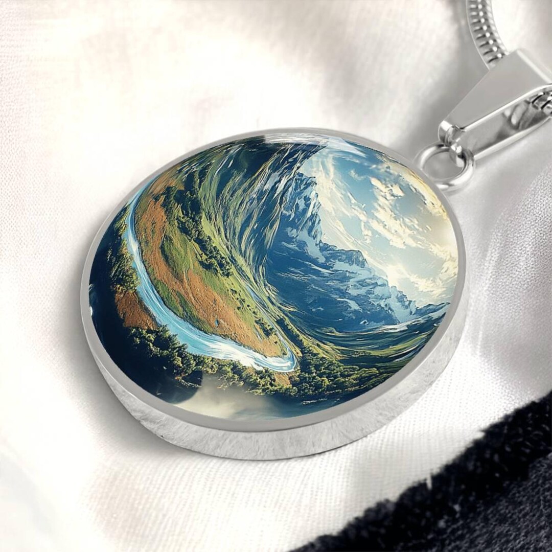 Custom Earth Day Necklace, Personalized Earth Water Pendant, Nature ...
