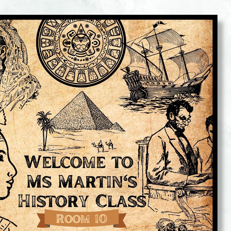 Personalized History Classroom Door Sign, Back to School Decor (digital ...