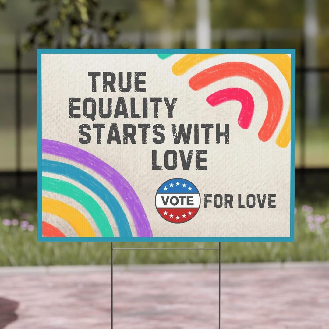 LGBTQ Yard Sign, Equal Rights Pride Lawn Sign, Vote Blue, Vote Democrat ...
