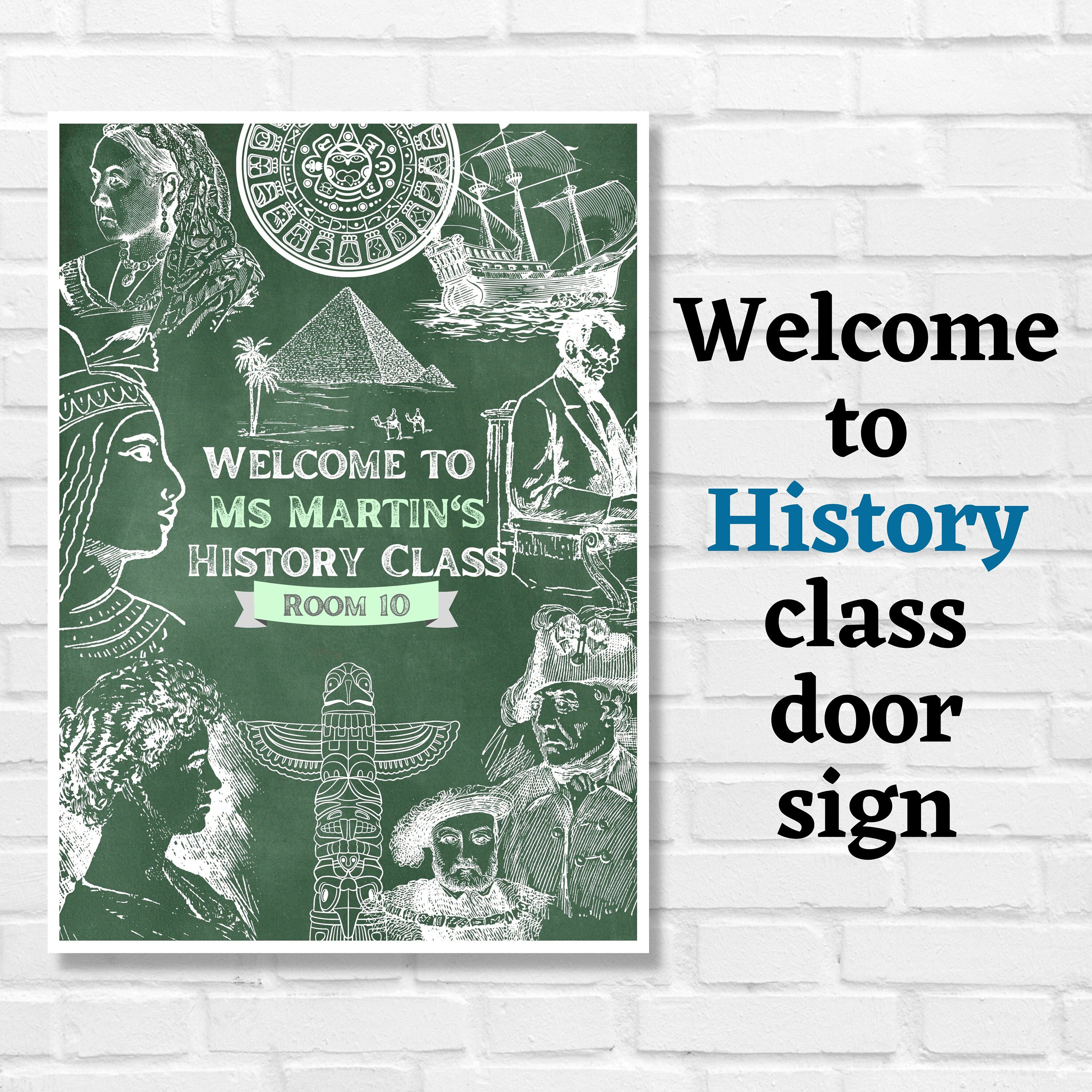 Personalized History Classroom Door Sign Back to School Sign - Etsy